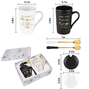 Maustic Godparents Proposal Gift, Quieres Ser Mi Padrino Madrina Est 2024 Mugs Set, Will You be My Godparents Gifts in Spanish, Padrinos De Bautizo Propuesta Gifts, Black & White 14 Oz