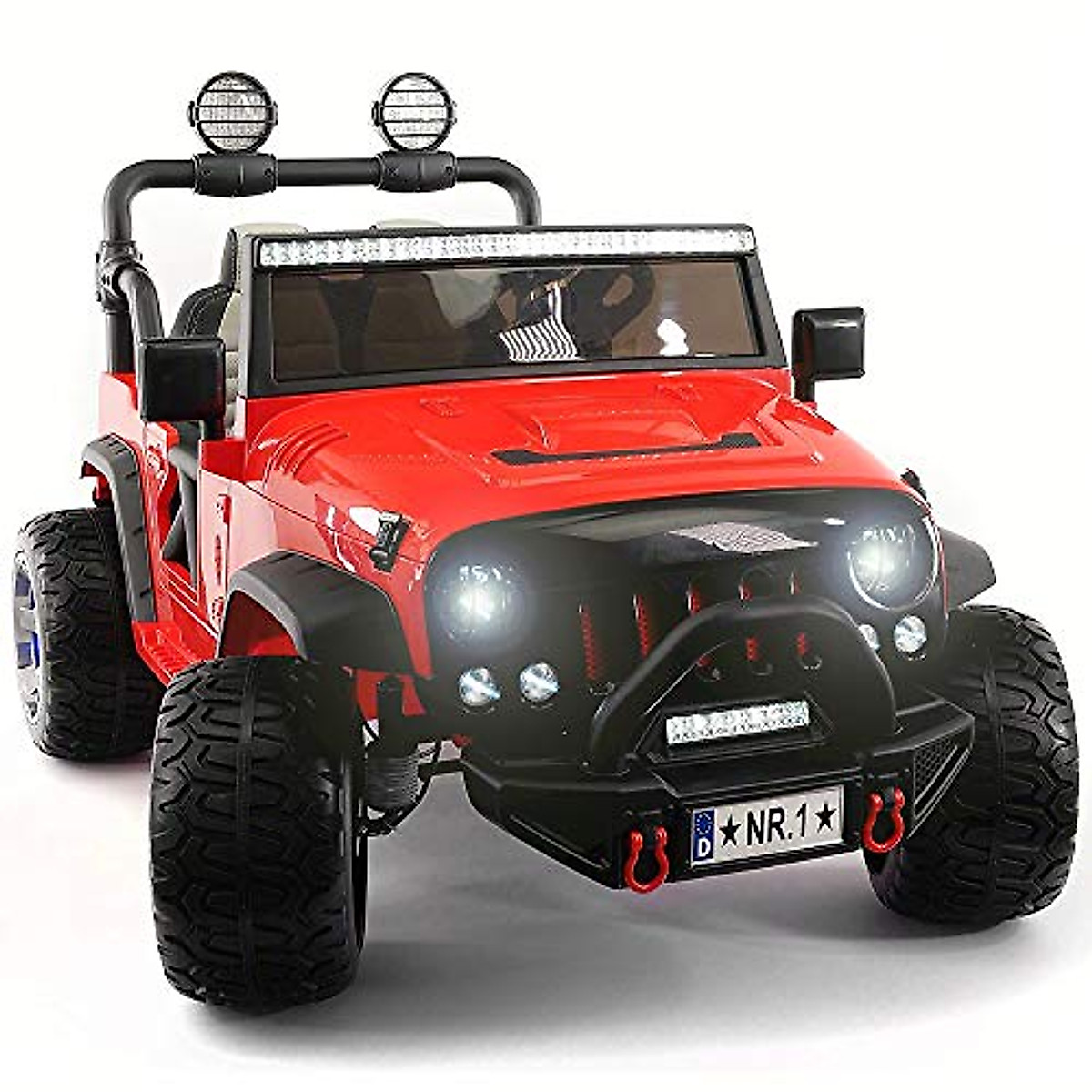 2023 Two (2) Seater Ride On Kids Car Truck w/Battery Swaps 12V Kid Car to Drive 3 Speeds, Leather Seat, Remote, MP3 Music by Bluetooth, FM Radio, Rubber Tires