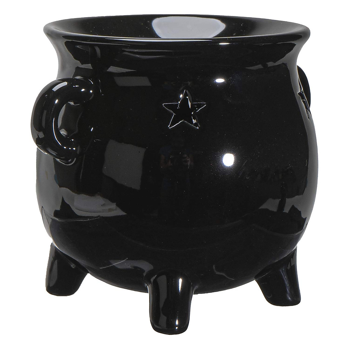 SUMMIT COLLECTION Ceramic Black Witch's Cauldron Tealight Candle Holder Oil Burner 4.75 Inches Tall Essential Oil Incense Aroma Diffuser Home Decor