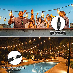 Sucolite 100FT Outdoor String Lights for Patio Waterproof Connectable ST38 LED Light String with 50+2 Vintage Edison Bulbs Dimmable Shatterproof Outside Hanging Lights Backyard Balcony Gazebo Bistro