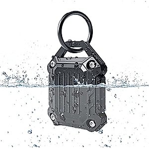 Jeanue-Waterproof Airtag Holder Keychain Case,Compatible Apple Air Tag Tracker with Key Ring,[Ultra-Durable][Full-Cover][Screw-Closed] for Keys/Dog Collar/Luggage (Black 1Pack)