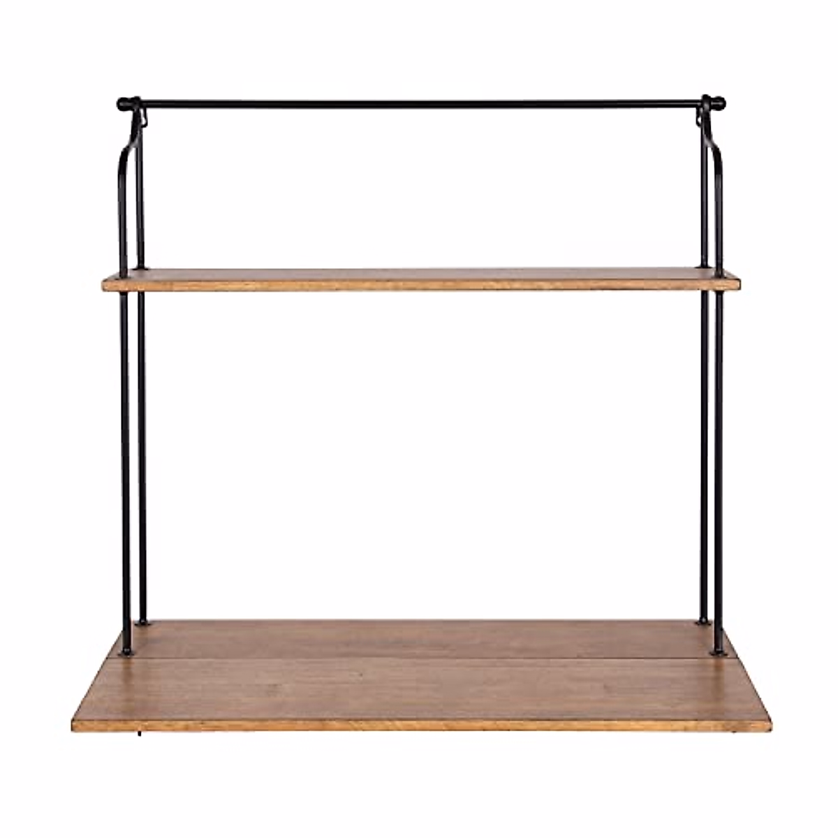 Kate and Laurel Walters Modern Farmhouse Wood and Metal Floating Desk with Folding Drop-Leaf Design, 31x30x14, Rustic Brown/Black