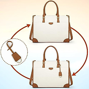 NUBILY Laptop Bag for Women 15.6 inch Lightweight Canvas Tote Waterproof Work Shoulder Bags Large Capacity Computer Professional Office Business Briefcase Casual Handbag Travel College, Brown