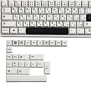 Premium PBT Minimalist Black and White Keycaps - Cherry Profile, DYE Sublimation, 129 Keys for Cherry MX Switches Mechanical Keyboards