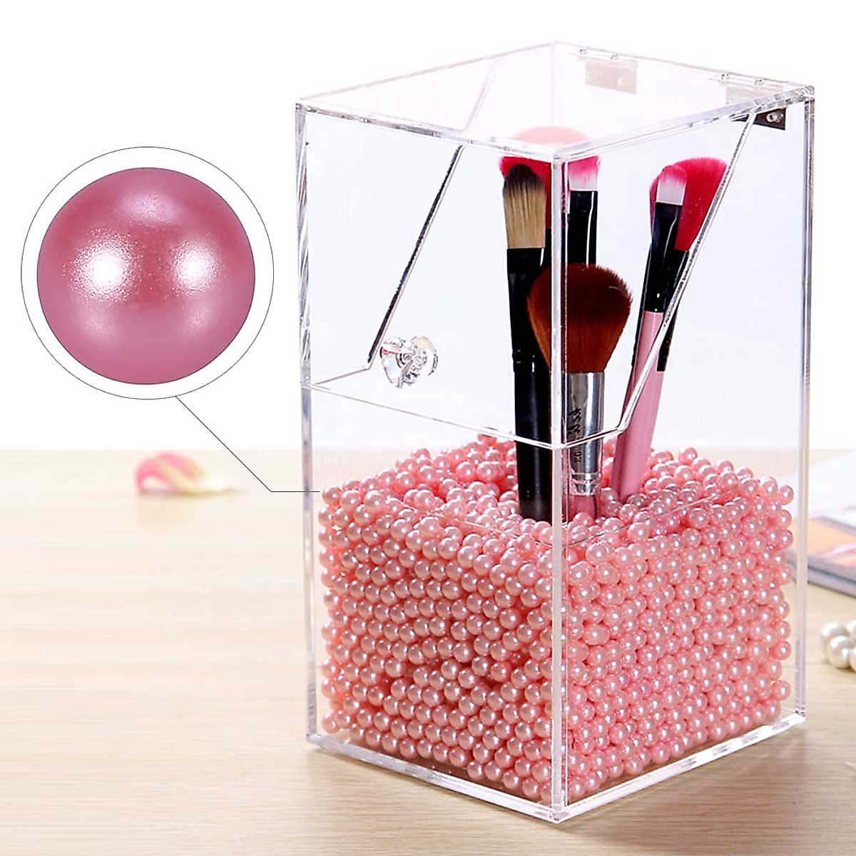 Artificial Pearl, 1300PCS Smooth Glossy Color 2Colors Bead Decoration for Makeup Organizer for Decorations(Pink)