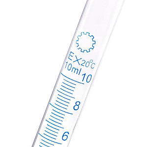 uxcell Borosilicate Glass Graduated Cylinder, 10ml Measuring Cylinder, Science Test Tube Beakers, Single Metric, Blue Hex Base Flask for Lab Home 2Pcs