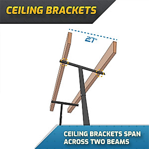 MonsterRax Overhead Garage Storage Rack 2 x 6 Ceiling Rack for Garage Shelving, Organization, & Storage, Adjustable Hanging Storage for Bikes, Equipment & Bins (Hammertone, 24"- 45" Ceiling Drop)