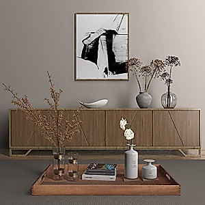 Nunemosk 28x18 inches Large Rectangle Ottoman Table Tray Wooden Solid Rectangle Serving Tray with Handle Black Walnut Platter Decorative Tray, Home Breakfast in Bed, Including 4 Walnut Coaster