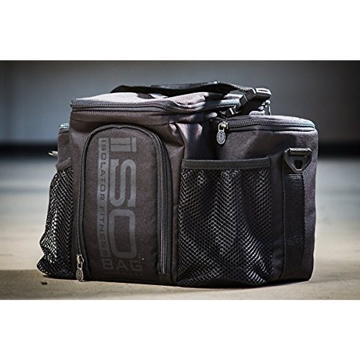 Meal Prep Bag ISOBAG 3 Meal Insulated Lunch Bag Cooler with 6 Stackable Meal Prep Containers, 2 Ice Pack ISOBRICKS, and Shoulder Strap - MADE IN USA (Blackout)