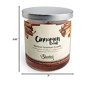 Cinnamon Bark Scented Natural Soy Candle, Essential Fragrance Oils, 100% Soy, Phthalate & Paraben Free, Clean Burning, 9 Oz.
