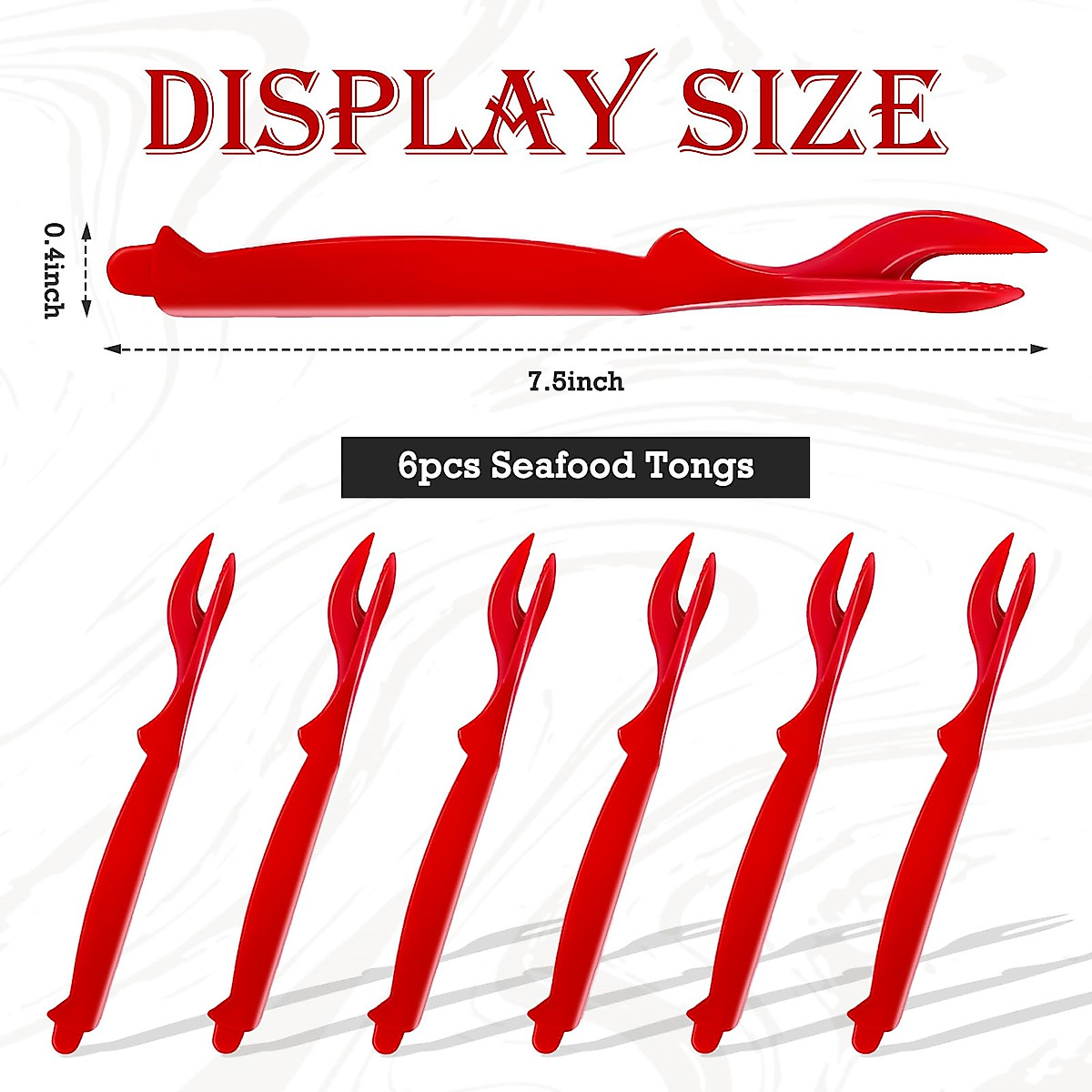 LORICK Crab Legs Crackers Tool, 6Pcs Seafood Cracker Picks Tools for Crab, Lobster, Shrimp, Crawfish, Prawns, Easy Opener Shellfish Crab Picks Knife, Normal, Red
