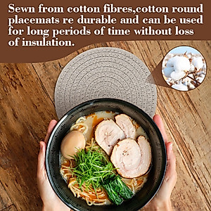 MAQIHAN Woven Trivets for Hot Dishes - 3 Pcs Hot Pot Pads for Table Large Trivets Set Kitchen Dish Plate Dinner Mat Modern Cotton Round Woven Trivet Placemats Pot Holders Protector for Bowls