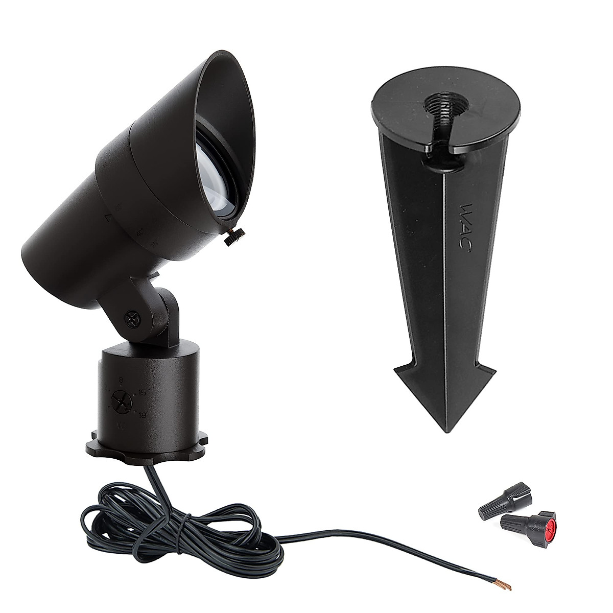 WAC Landscape Lighting, LED 12V Medium Size Accent Light with Adjustable Beam Angle and Integral Brightness Control 50-1300 Lumens 3000K Warm White Built-in LED in Black