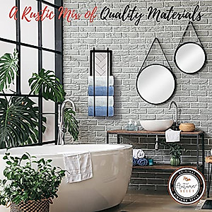 Autumn Alley Decorative Modern Farmhouse Bathroom Towel Rack Holder, Wall Mount – Rustic Bathroom Accessories – Black and White Farmhouse Bathroom Decor – Striking Shiplap Design