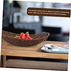 Uonlytech 2 pcs Imitation Rattan Woven Basket bread serving basket snacks container vegetables serving basket rattan baskets woven serving basket round pp wire material re-usable