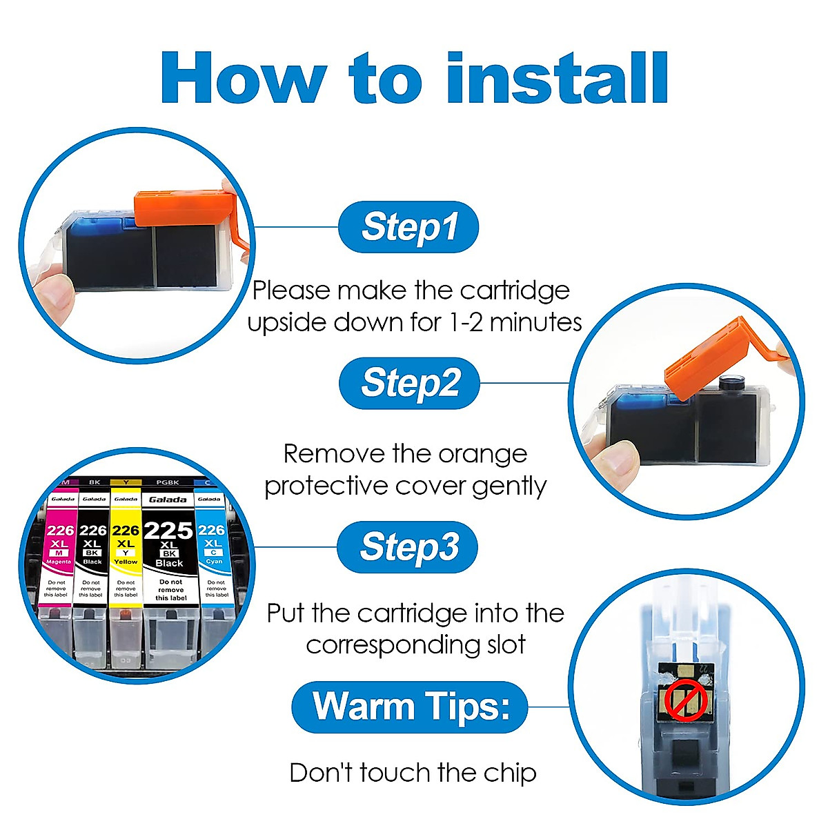 GALADA Compatible Ink Cartridge Replacement for Canon PGI-225 CLI-226 for Pixma iP4820 iP4920 iX6520 MG5120 MG5220 MG5320 MG6120 MG6220 MG8120 MG8120B MG8220 MX712 MX882 MX892 225/226 15pack