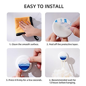 Wodlo Towel Hooks - Pack of 4, Hand-Painted Blue, Round Shape, Adhesive Backing, Suitable for Coats, Hats, and Robes