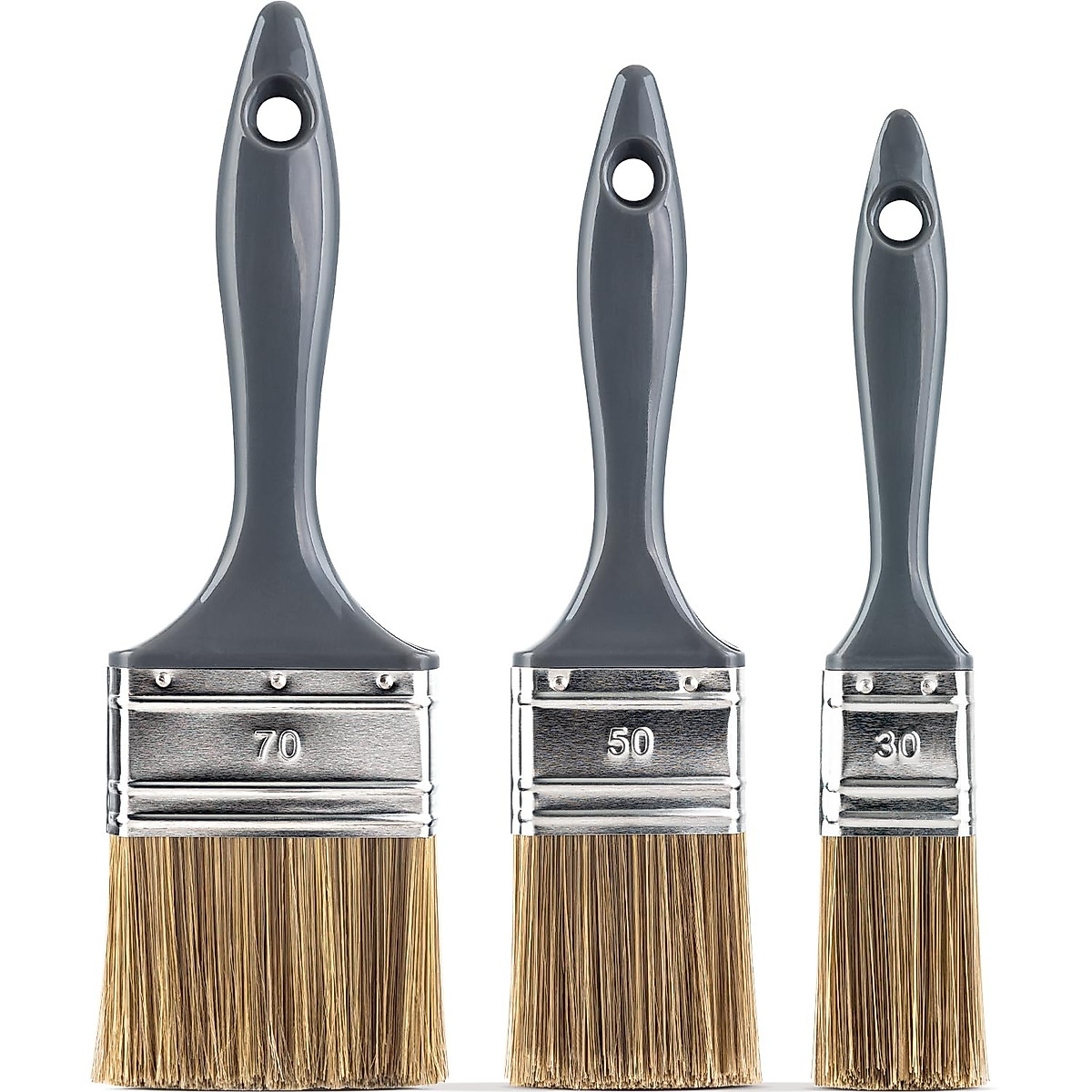 Paint Brushes with Plastic Handle 3-Pack 12”, 15”, 20” - for All Latex and Oil Paints & Stains