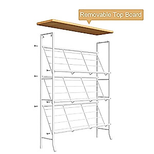 Shoe Rack Organizer, Sturdy 4 tier Narrow Shoe Storage Cabinet, Free Standing Shoe Racks with Wood Top, Space Saving Shoe Shelf, Large Shoe Rack for Entryway, Hallway, Garage(12-16 Pair)