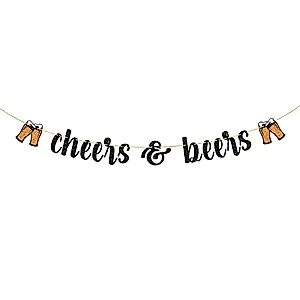 Cheers and Beers Banner, Birthday Wedding Party Garland Banner, Happy Retirement Hanging Party Supplies, Bridal Shower / Bachelorette / Anniversary Party Favors