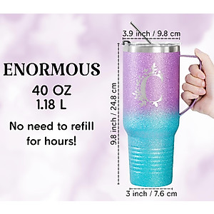 Personalized 40 oz Tumbler with Handle for Women, Monogrammed Travel Mugs with Initials, Unique Gifts for Her on Birthdays Christmas, Purple, B