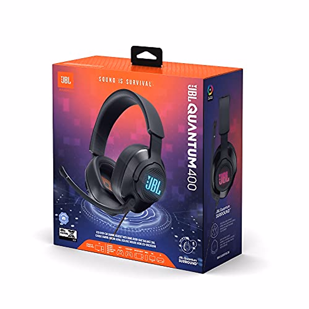 JBL Quantum 400 - Wired Over-Ear Gaming Headphones with USB and Game-Chat Balance Dial - Black