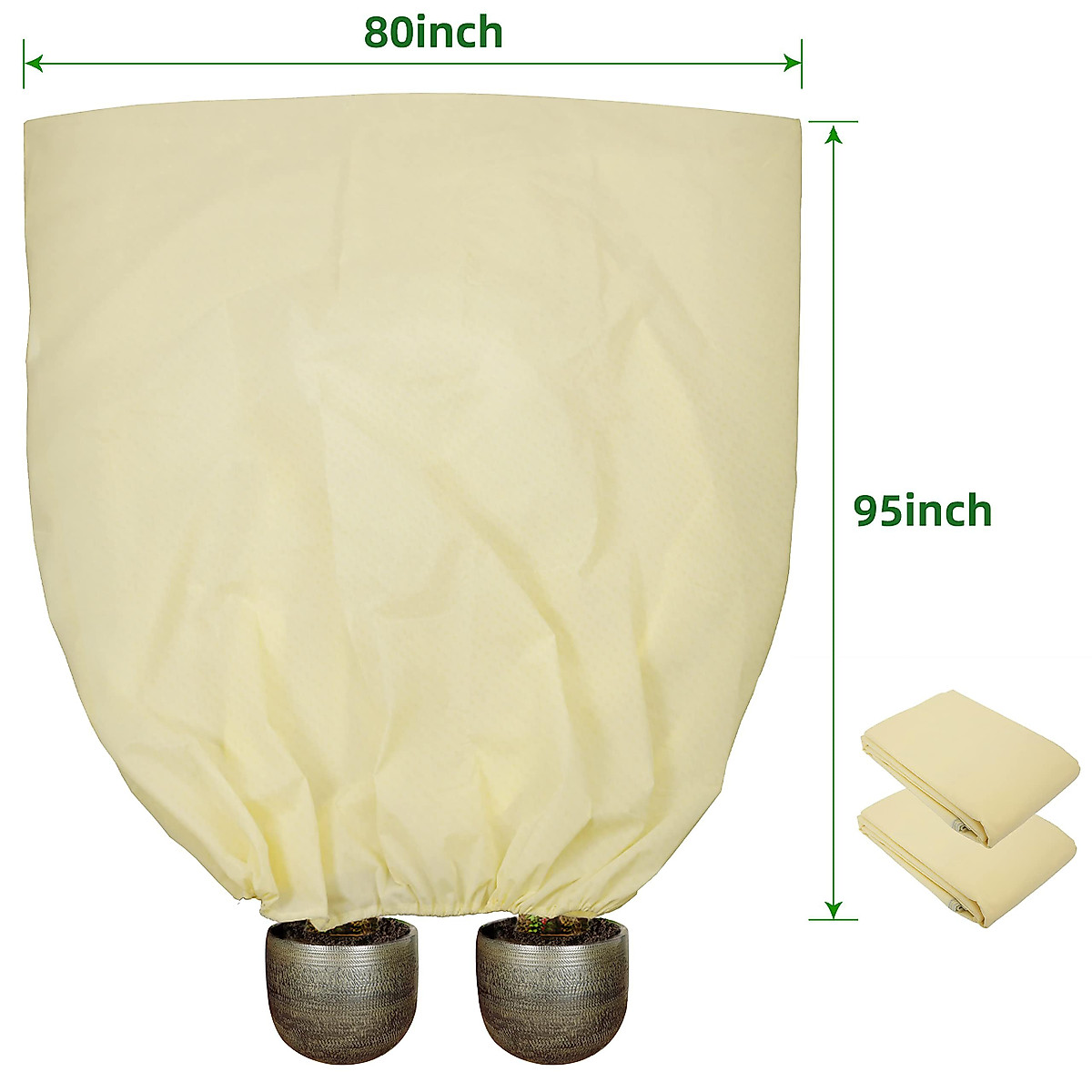 85”(W)x95”(H) Plant Covers Freeze Protection, 2.8oz/yd² Winter Frost Covers for Outdoor Plants,1 Pcs Extra Large Tree covers with Zipper Drawstring, Protect Plants from Cold, Frost, Wind, and Pests