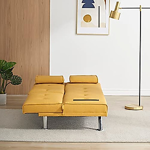 ERYE Oversized Single Sectional Sofa Couch Corduroy Upholstered Modular Sleeper Sofabed,Deep Seat Chaise Daybed with Movable Ottoman and 3 Pillows for Living Room