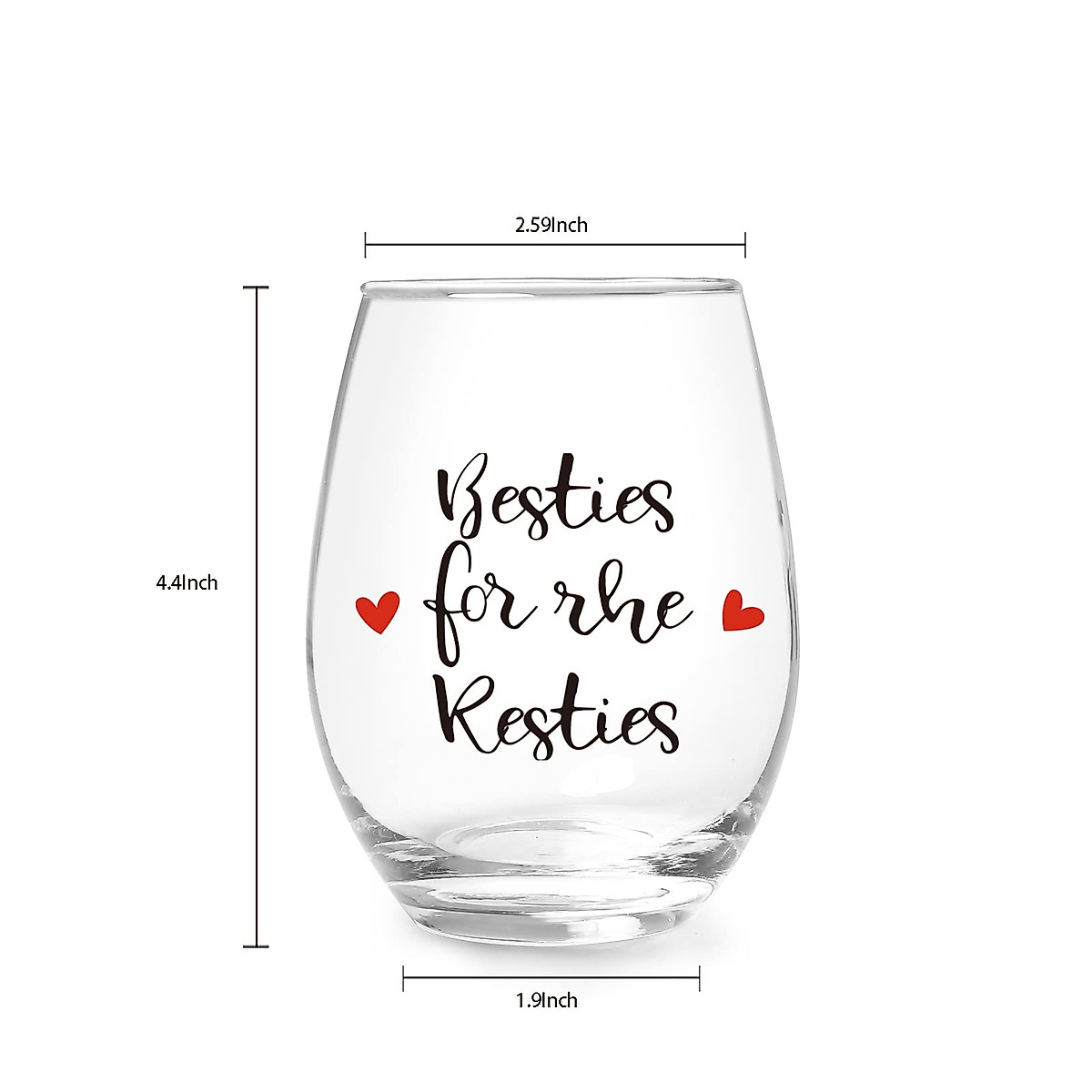 Jogskeor Friends Gift Stemless Wine Glass for Friends Women BFF, Bestie, Friends Female, Friendship Gift Ideas, Christmas Wedding Party Winter Holiday Birthday, 15 Oz