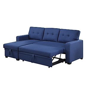 ERYE L-Shaped 3-Seaters Corner Sectional Sofa W/Pull Out Sleeper Couch Bed and Reversible Storage Chaise for Home Office Apartment Living Room, Modern Linen Upholstered Sofa&Couch Convertible Sofabed