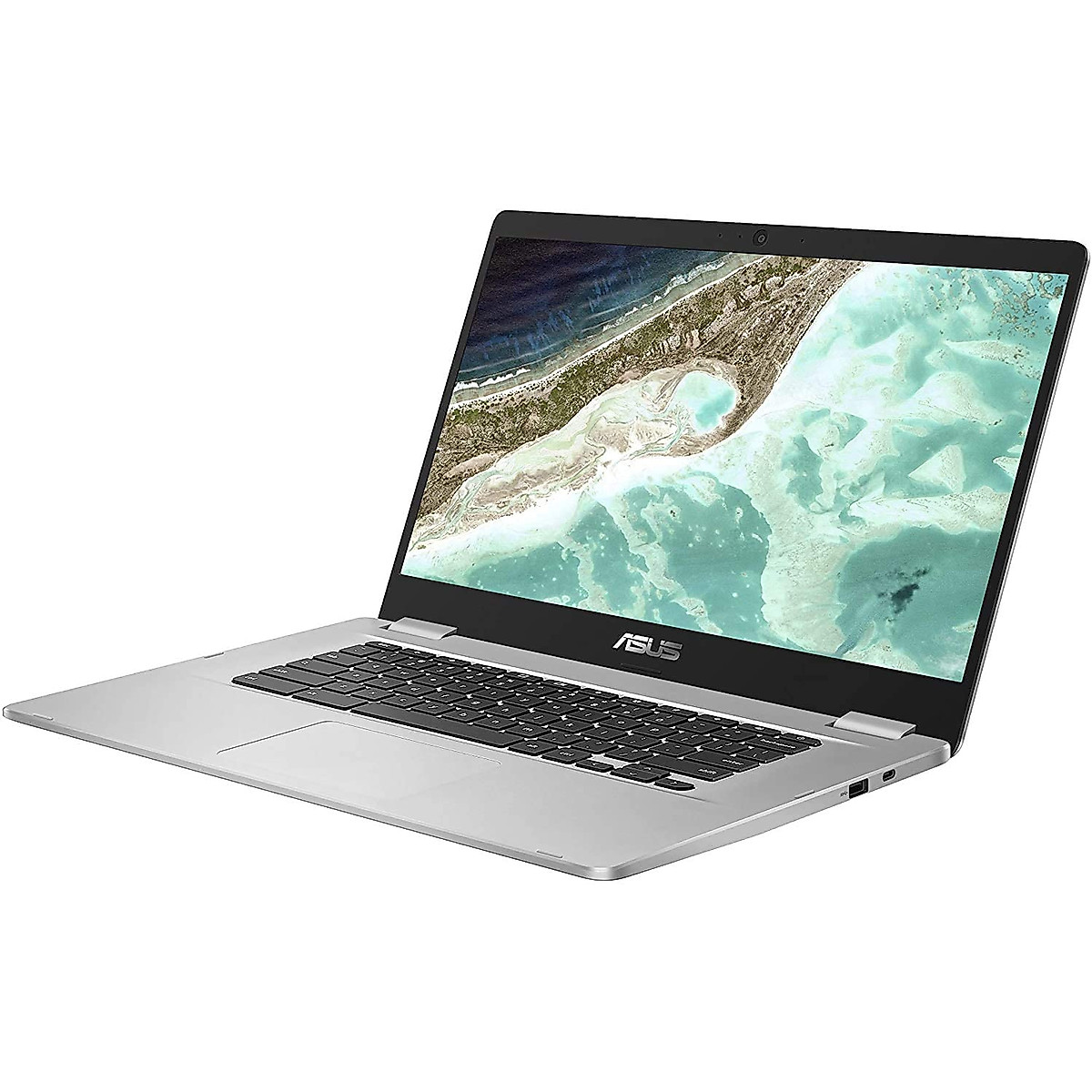 ASUS Chromebook C523, 15.6" FHD NanoEdge-Display with 180 Degree-Hinge, Intel Celeron N3350-Processor, 4GB LPDDR4-RAM, 64GB Storage, Chrome OS, Silver, Laptop-Sleeve Protector, C523NA-IH44F