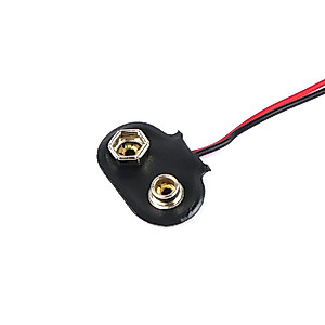 Teqooza 9V-Battery Clip Connector, 9 Volt Long Cable Connection Soft Shell T Type Black, Pack of 5