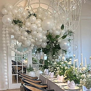 123pcs Pearl White Balloons Different Sizes for Garland Arch,Premium Party Latex Balloons for Birthday Party Graduation Wedding Anniversary Baby Shower Party Decoration