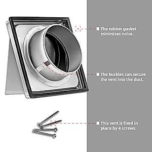 FRESH SPEED 6-Inch External Extractor Wall Vent Cushioned Non Return Flap