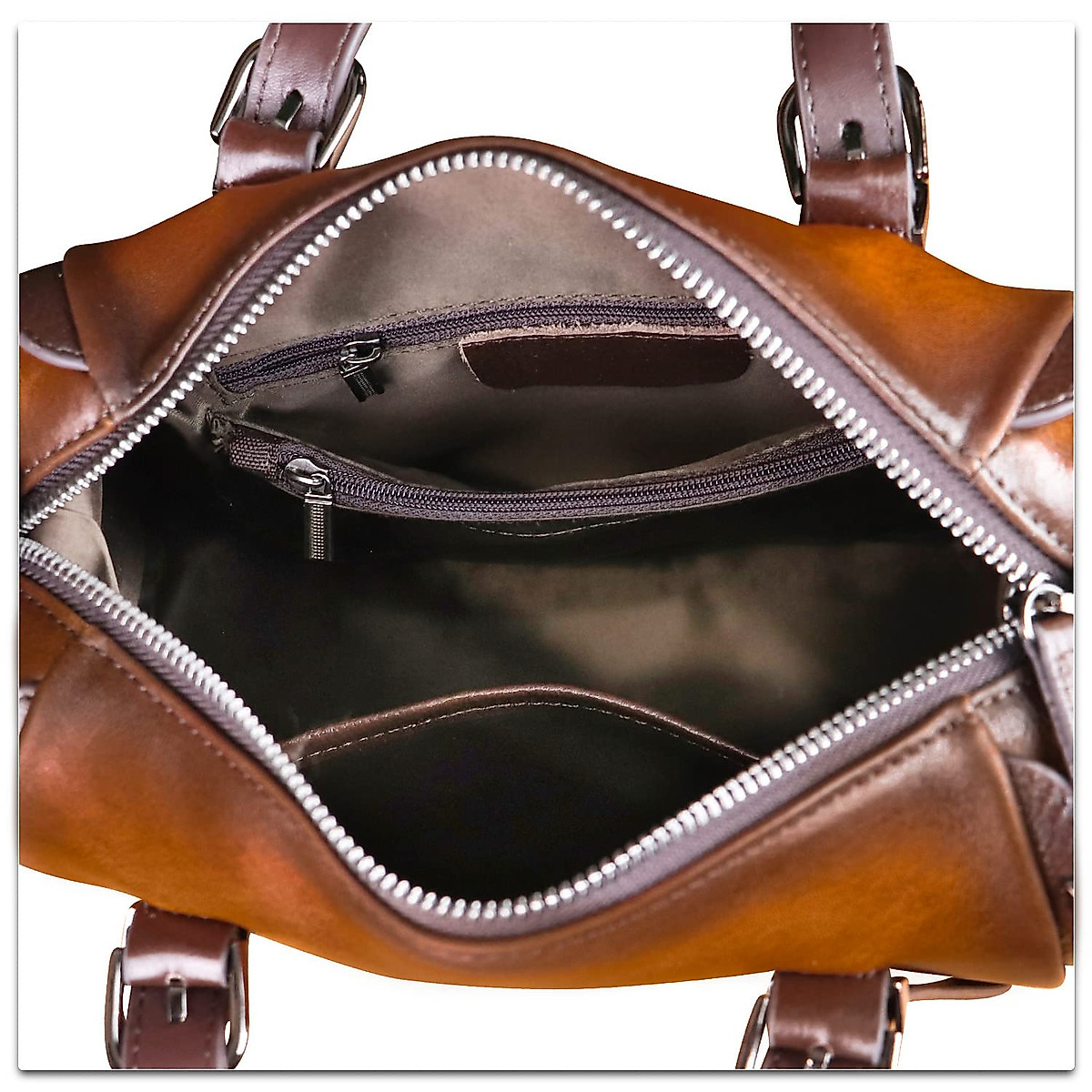 Genuine Leather Handbags for Women Top Handle Satchel Purses Ladies Vintage Crossbody Shoulder Bags Hobo Bag (Brown)