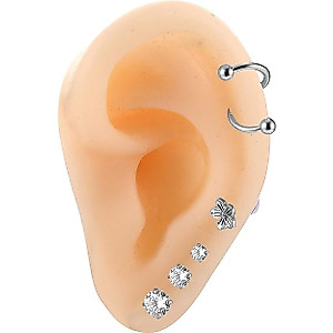 JeryWe 27Pcs 16G Cartilage Earrings Stud Hoop for Women Men Stainless Steel Helix Piercing Tragus Earrings Forward Conch Piercing Jewelry