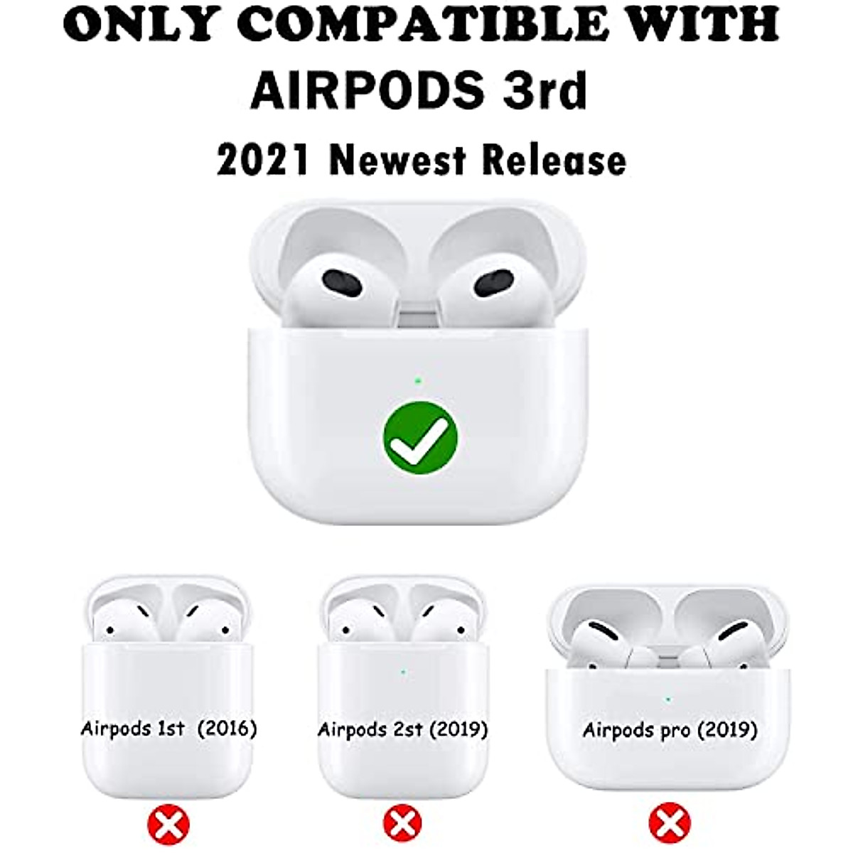 BLRGMZC with Fancy Happy Smiley Lanyard Keychain Airpods 3rd Generation Case Cover，for Boys Girly Women Design.Cute Unique Smiley Personalised TPU Soft Airpods 3 Frosted Case