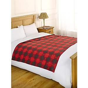 Dreamscene RED Plaid Check Fleece Blanket Super Soft Warm Cozy Sofa Bed Buffalo Throw, 60" x 50" inch