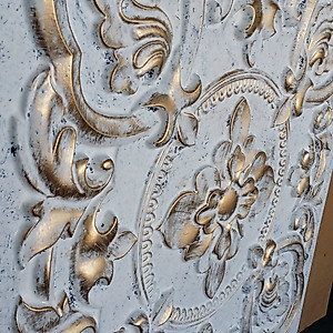 PLASTDECOR Ceiling Tile Faux tin Paint White Gold bar Decor Ceiling Panel PL30 Pack of 10pcs