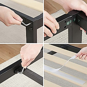 Olee Sleep 14 Inch Modern Metal Platform Bed Frame / Mattress Foundation / Wood Slat Support / No Box Spring Needed, Twin, Black