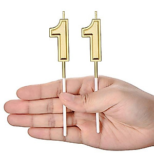 11th Birthday Candles Cake Numeral Candles Happy Birthday Cake Candles Topper Decoration for Birthday Wedding Anniversary Celebration Favor, Gold