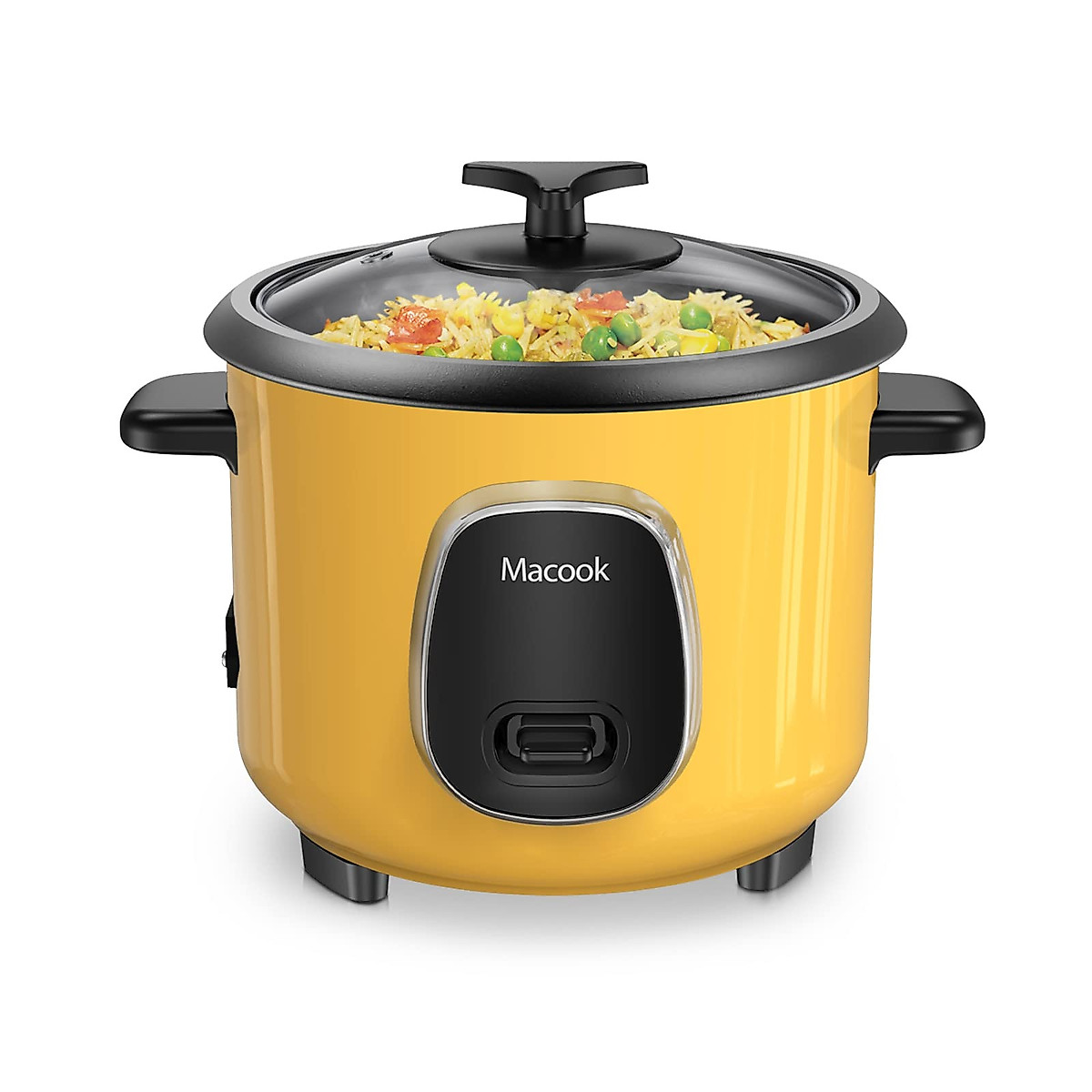Rice Cooker Small 6 Cups Cooked (3 Cups Uncooked), 1.5L Mini Rice Cooker with Steamer For 1-3 people, Removable Nonstick Pot, Keep Warm Function, Rice Maker for Soup Stew Oatmeal Veggie Hot Pot, Yellow