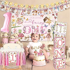 Yingoto 120pcs My Fairy First Birthday Decorations Set, Fairy Themed Party Decorations, Fairy Party Supplies for Girls Baby shower, First One Year Old Birthday Decorations Girls