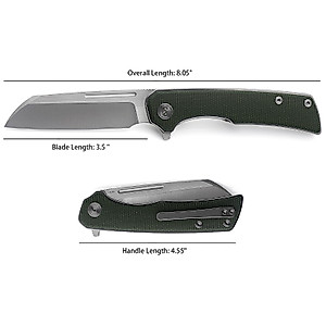 Miguron Knives M Malory Flipper Folding Knife 3.5" Satin 14c28n Blade Green Micarta Handle Outdoor Camping Hiking Pocket Knife MGR-809MGN