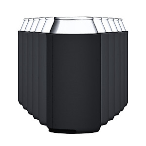 TahoeBay Slim Can Cooler Sleeves (12-Pack) Skinny Tall Cans 12 Oz Bulk Thin Seltzer Fit Sublimation Blanks for Vinyl Plain Blank Foam Beer Bottles Black White Assorted Solid Set (Black)