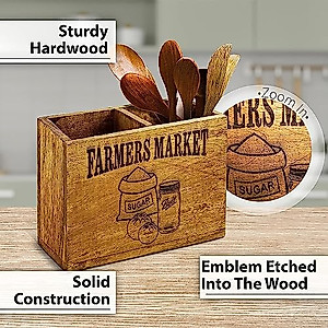 Wood Utensil Holders For Kitchen Farmhouse Utensil Holder For Countertop