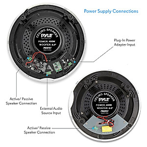 Pyle Pair 8.0” Bluetooth Universal Flush Mount In-wall In-ceiling 2-Way Speaker System Dual Polypropylene Cone & Polymer Tweeter Stereo Sound 400 Watts (PDICBT87) , Black