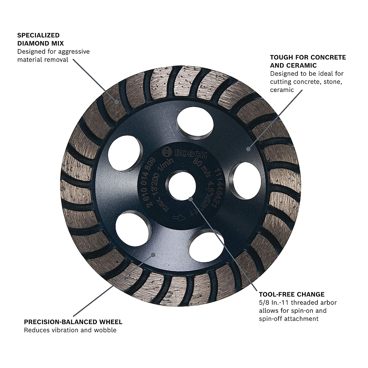 BOSCH DC4530HD 4-1/2 in. Turbo Row Diamond Cup Wheel