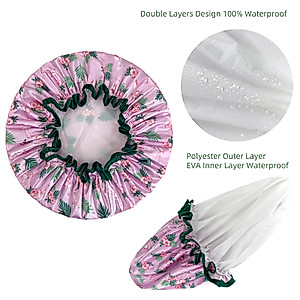 4 Pcs Double Layers Reusable Extra Large Shower Caps Waterproof, Elastic Satin Shower Cap For Women, Hair Bath Cap Bathing Shower Hat XL