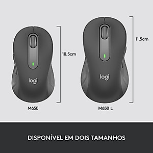 Logitech Signature M650 L Full Size Wireless Mouse - for Large Sized Hands, 2-Year Battery, Silent Clicks, Customizable Side Buttons, Bluetooth, Multi-Device Compatibility (Graphite)